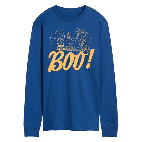 Men's Peanuts Boo Long Sleeve Graphic T-shirt - Royal Blue - Medium ...