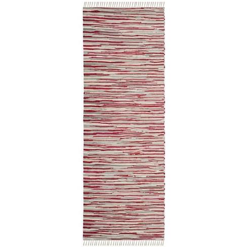 Rag Rug Rar129 Hand Woven Indoor Runner Rug - Red/multi - 2'3"x12 ...
