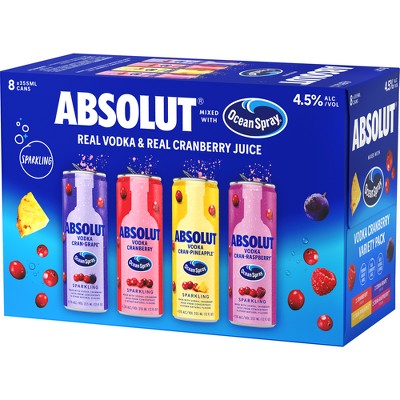 Absolut Ocean Spray Variety Cocktails - 8pk/12 Fl Oz Cans : Target
