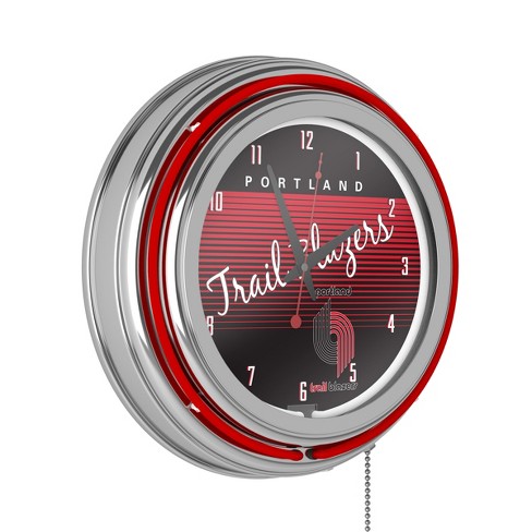 Portland Trail Blazers Hardwood Classics Retro Neon Wall Clock : Target