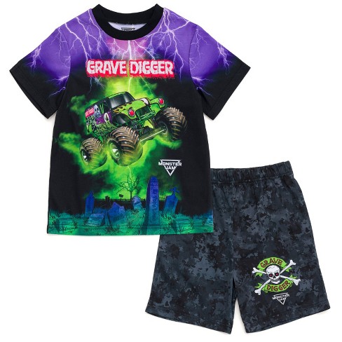 Monster Jam Grave Digger Little Boys Pajama Shirt And Shorts Sleep Set ...