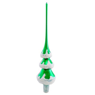 Santa Land 13.0 Inch Frosted Evergreen Finial Green Christmas Snow Tree ...