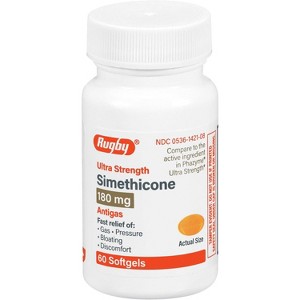 Rugby Ultra Strength Simethicone Softgels, 180 mg, Gas Relief, 60 Count ...