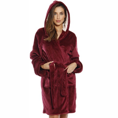 Just Love Womens Velour Solid Robe | Ladies Hooded Bathrobe 6364-bur-1x ...