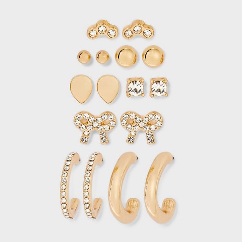 Classic Crystal Earring Set 8pc - A New Day™ Gold : Target