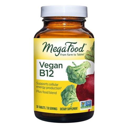 Megafood Vegan B12 Vitamin - Blend Of Vitamin B6, Folate & Vegan B12 ...