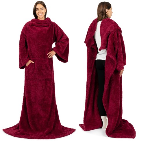 Pavilia Fluffy Wearable Blanket With Sleeves For Women Men Adults ...