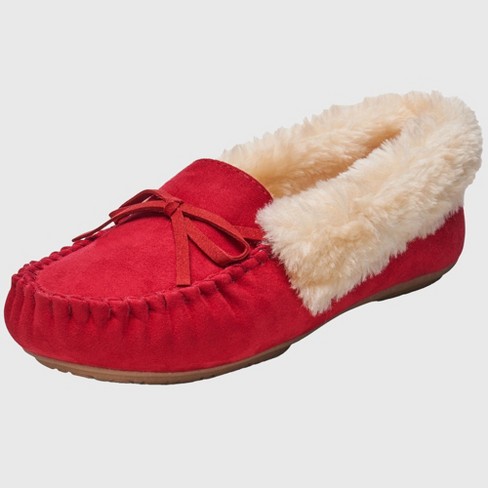 Alpine Swiss Leah Womens Shearling Moccasin Slippers Faux Fur Slip On ...