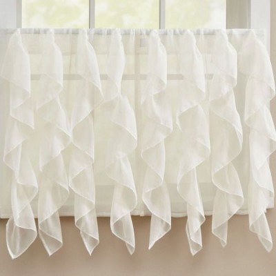 Rosemary Linen Embroidered Kitchen Curtain Tier Set, 36" : Target