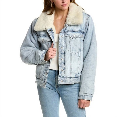 Women's Oversized Reversible Faux-shearling Denim Trucker Jacket - Oat ...
