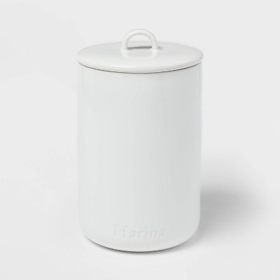 Camwood Collection Large Stoneware Canister With Wood Lid Cream ...