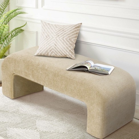 47"yellow Entryway Shoe Bench,chenille Bench Seating,breakfast Nook ...