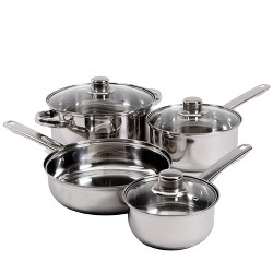 Oster Rametto 8 Piece Stainless Steel Kitchen Cookware Set With Glass ...