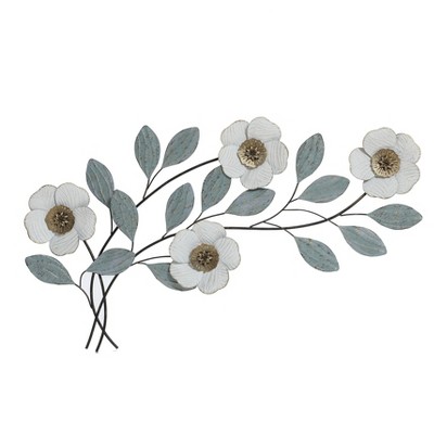 Luxenhome White And Gold Flower Metal Wall Decor : Target