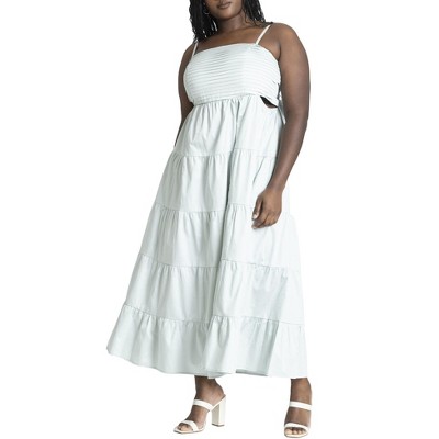 Eloquii Women's Plus Size Tiered Maxi Dress - 20, Pastel Sage : Target