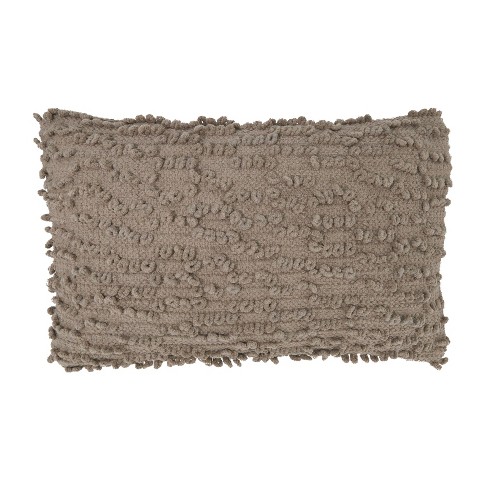 12"x20" Oversize Down Filled Nubby Lumbar Throw Pillow Gray - Saro ...