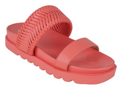 Gc Shoes Jojo Coral 8 Double Band Slide Platform Sandals : Target