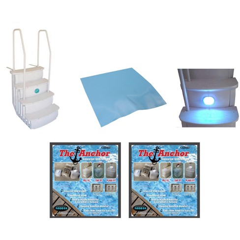 Main Access Istep Above Ground Pool Entry Ladder W/ Pad + 2 Weights ...