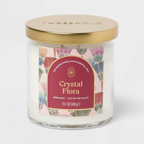 2-wick Lidded Glass Jar Candle Crystal Flora 15.1oz - Threshold™ : Target