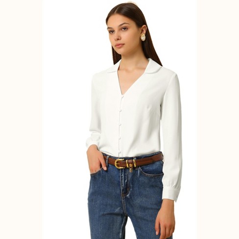 Inspire Chic Women's Button Front Long Sleeve Blouses : Target