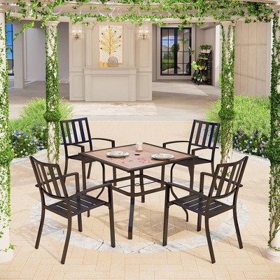5pc Patio Table & Metal Chairs With Striped Design - Captiva Designs ...