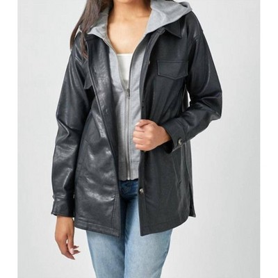 Women's Kailey Twofer Hooded Leather Jacket - Mystree L : Target