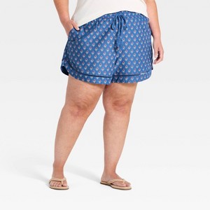 Women's Mid-Rise Printed Pull-On Shorts - Universal Thread™ Blue Floral ...