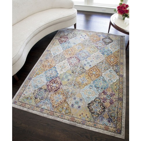 Rugs America Adriana Ce30a Panels Distressed Bohemian Gray Area Rug, 5 ...