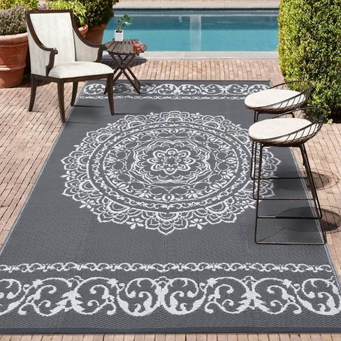 Outdoor Rug Reversible Patio Rug Plastic Straw Rug Waterproof ...