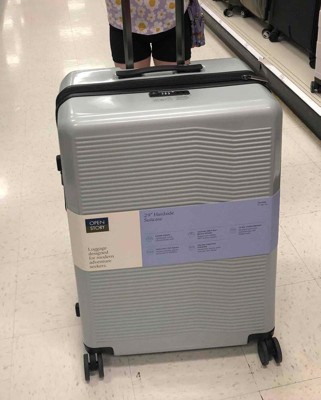 Signature Hardside Large Checked Spinner Suitcase Matte Green - Open ...