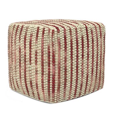 Frances Cube Pouf Patterned Maroon Melange - Wyndenhall : Target