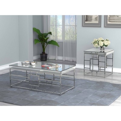 Dafina Square End Table With Mirrored Top Chrome - Coaster : Target