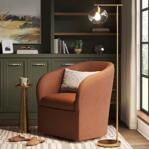 Brass Floor Lamp With Glass Shade - Threshold™: Modern Standing Light ...