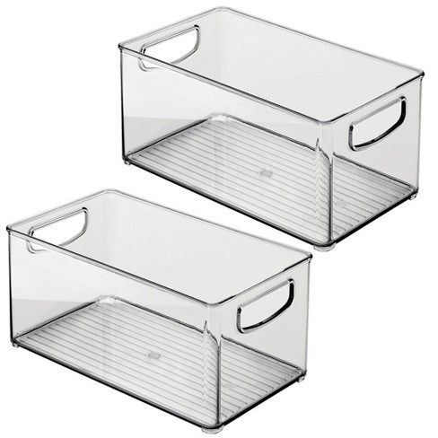 Mdesign Plastic Stackable Kitchen Food Storage Bin, Handles, 2 Pack ...