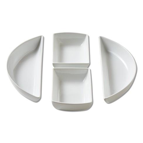 Tagltd Whiteware Modular 4 Piece Porcelain Dinnerware Serving Set, 13 ...