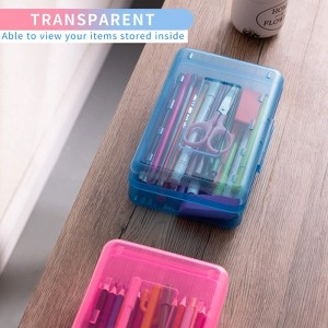 Narway 3 Pack Pencil Case, Large Hard Pencil Box Bulk, Clear Crayon Box ...