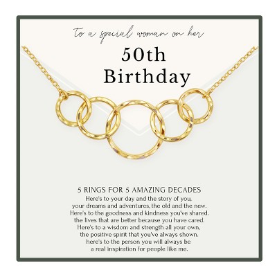 HOPE LOVE SHINE 50th Birthday Gift for Her – 5 Ring 5 Decades Gold ...