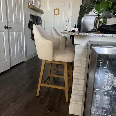 Kinston Swivel Curved Back Upholstered Counter Height Barstool ...