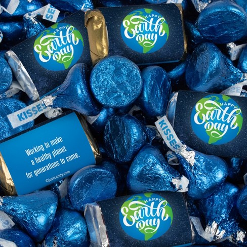 130 Pcs Earth Day Candy Party Favors Hershey's Miniatures & Blue Kisses ...