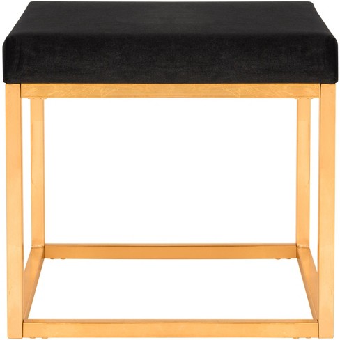 Rowan Contemporary Glam Square Ottoman - Black/gold - Safavieh : Target