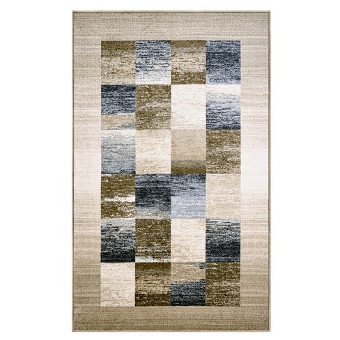 Rustic Color Block Checkered Non-slip Washable Indoor Runner Or Area ...