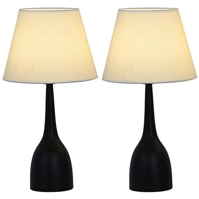 Oumilen Black Accent Table Lamps With Metal Base And White Fabric Shade ...