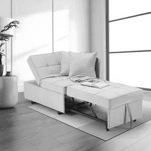EROMMY 3 in 1 Sleeper Sofa Chair Bed 5 Position Adjustable Backrest Pull Out Sofa Bed with Faux Linen Sofa Fabric