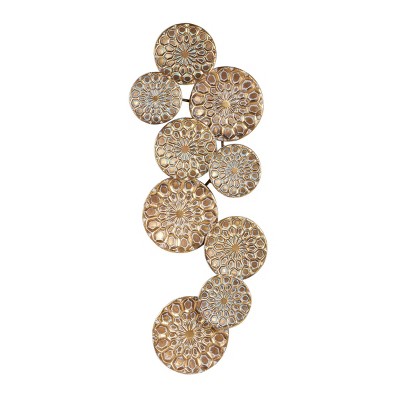 Metal Plate Wall Decor With Embossed Design Gold - Olivia & May : Target