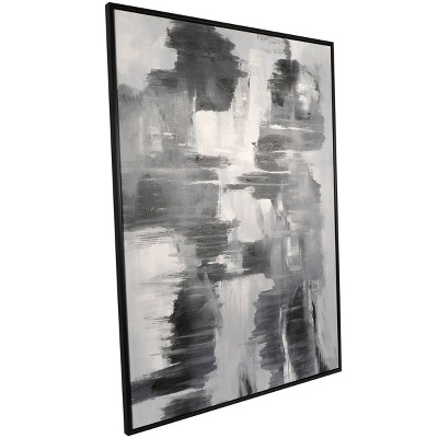 Canvas Abstract Shadow Movement Framed Wall Art With Black Frame ...
