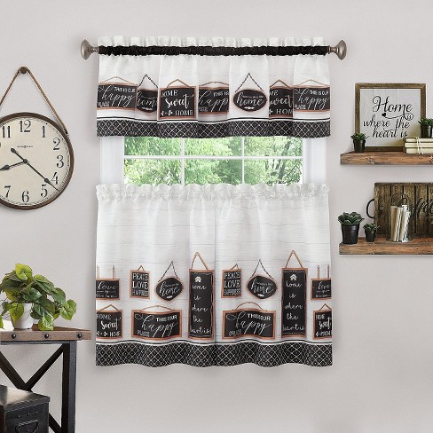 Kate Aurora Modern Farmhouse Complete 3 Piece Rod Pocket Tier And ...