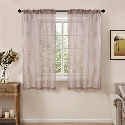 Bohemian Rustic Striped Light Filtering Sheer Curtains, 26" X 63 ...