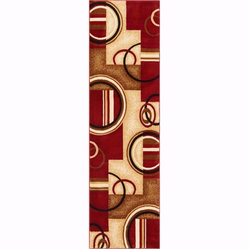 Well Woven Deco Rings Red Geometric Modern Casual Rug 2x7 (2'3" X 7'3 ...