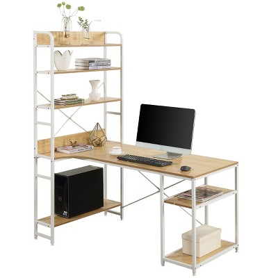 54" Home Office Computer Desk With Display Bookshelf, Cpu Stand And ...