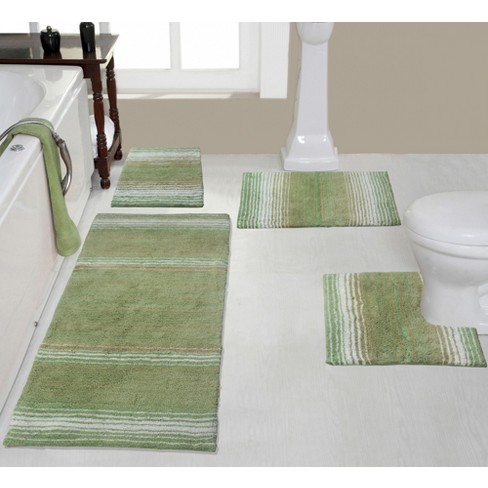 Set Of 4 Gradiation Rug Collection Sage Cotton Tufted Bath Rug Set ...